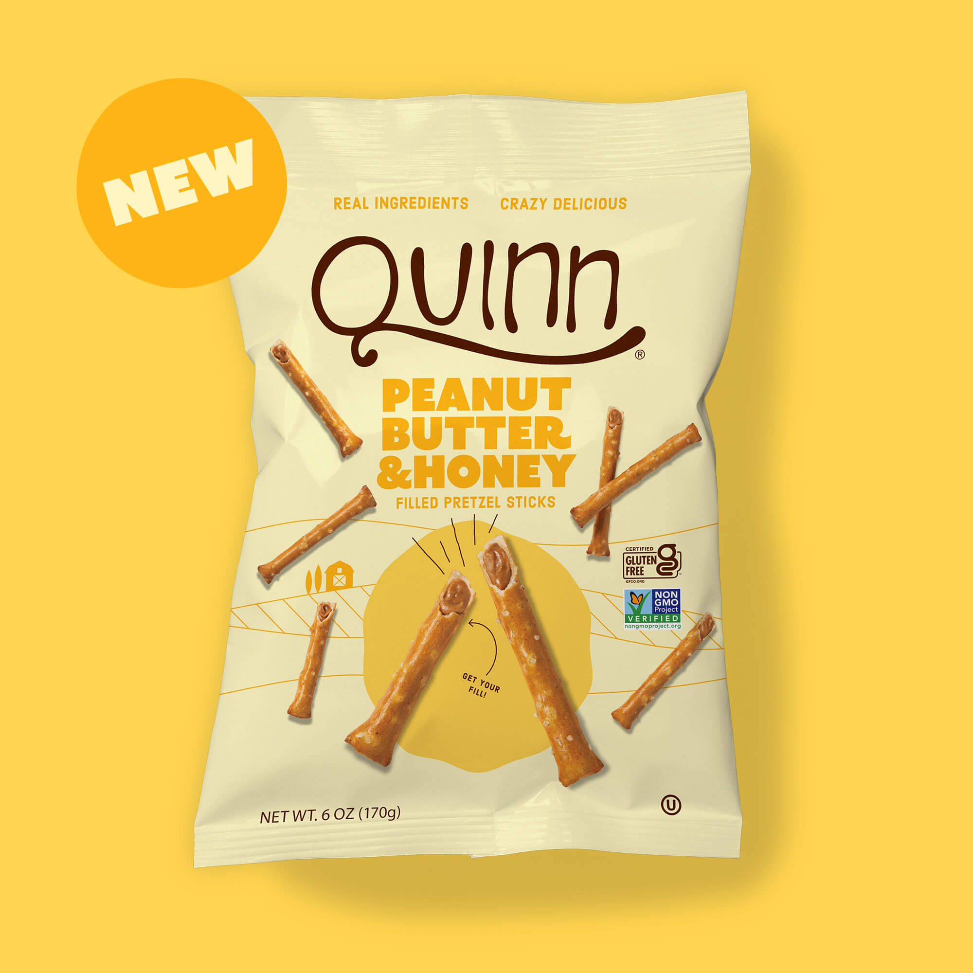 Peanut Butter & Honey | Filled Pretzel Sticks – Quinn Snacks
